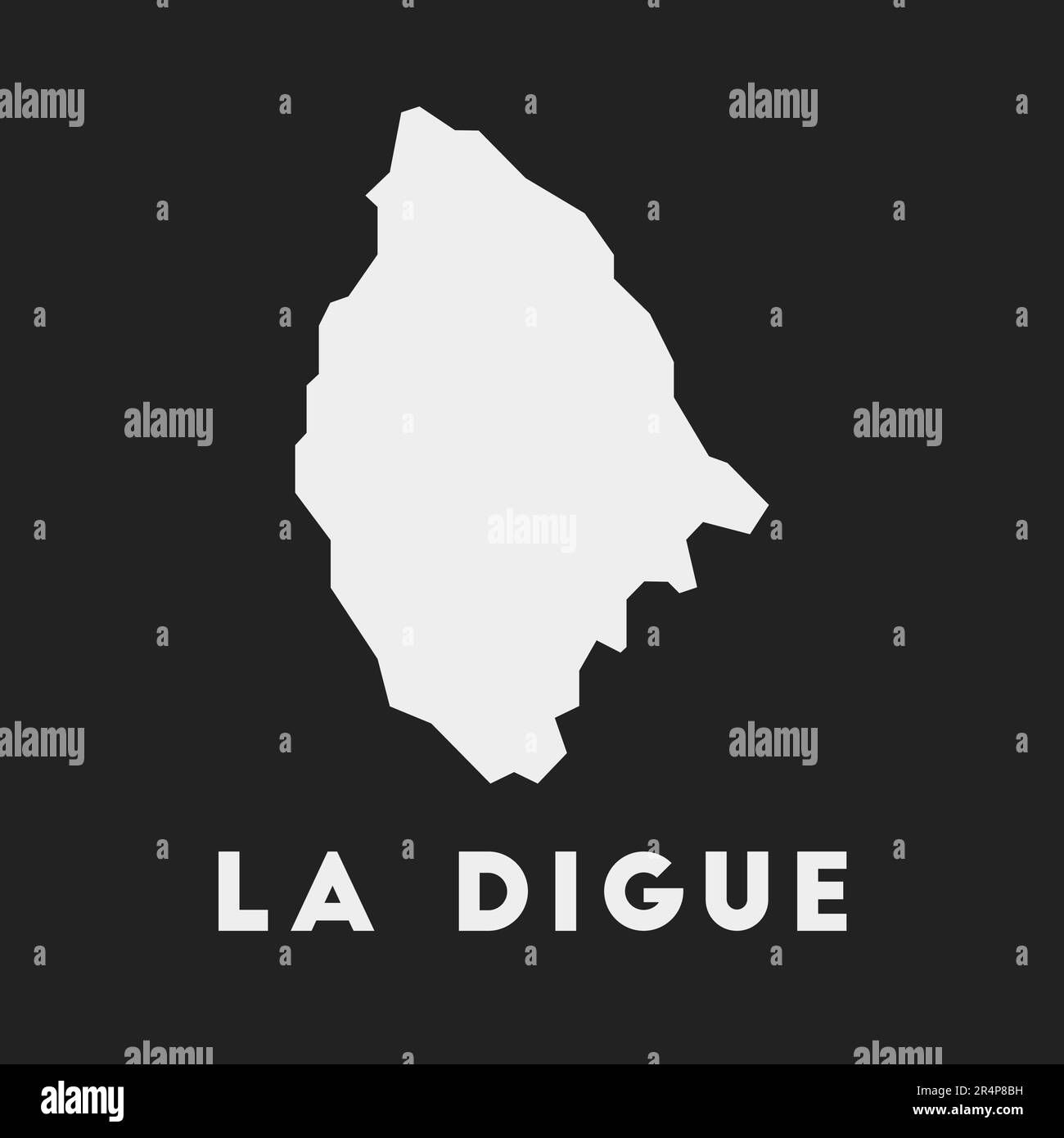 La Digue icon. Island map on dark background. Stylish La Digue map with ...