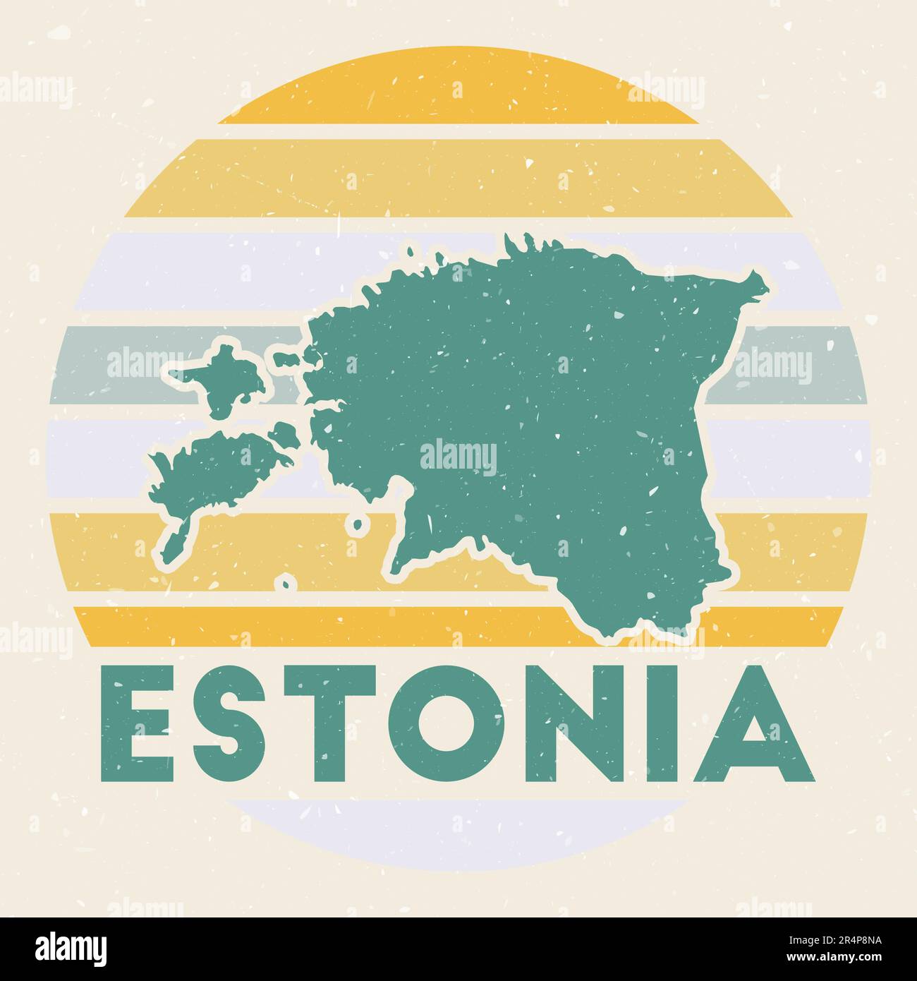 Estonia logo. Sign with the map of the country and colored stripes ...