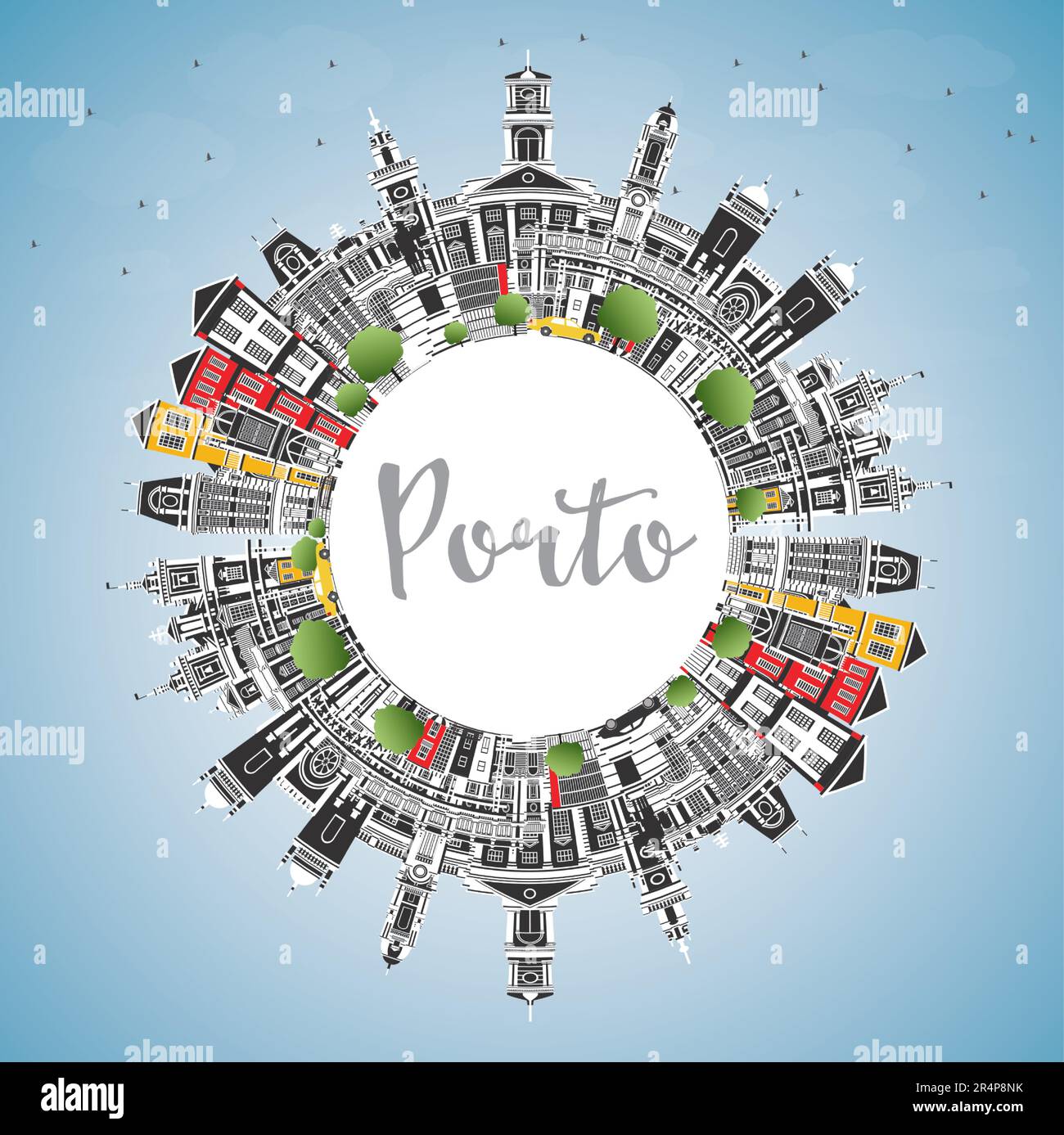 Porto Portugal City Skyline with Color Buildings, Blue Sky and Copy ...