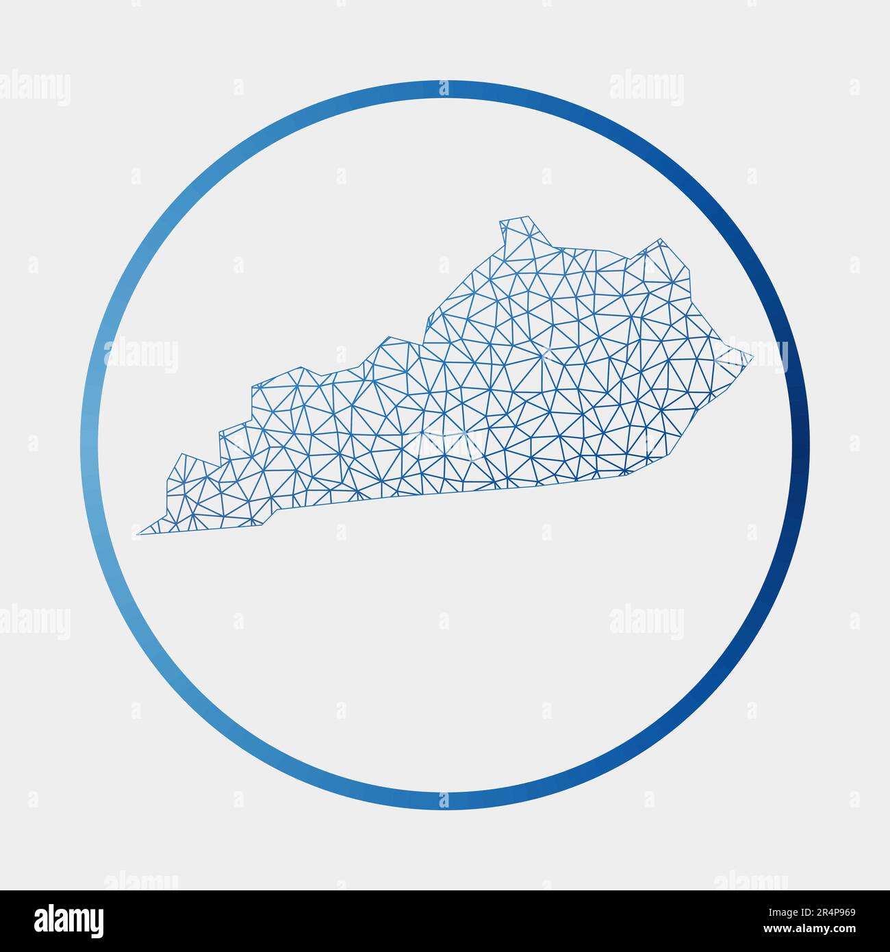 Kentucky icon. Network map of the US state. Round Kentucky sign with ...