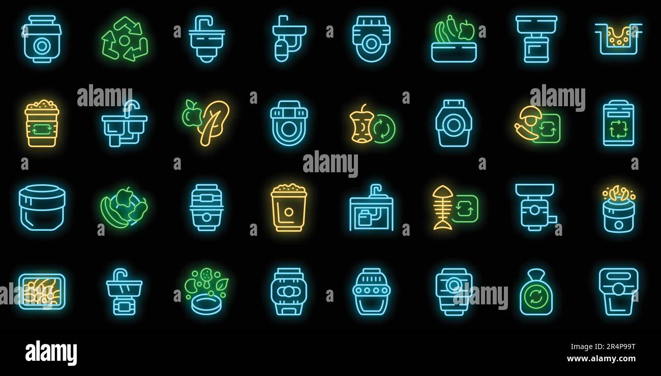 Food Waste Disposer icons set outline vector. Garbage sink. Waste food ... Food Waste Disposer icons set outline vector. Garbage sink. Waste food ...