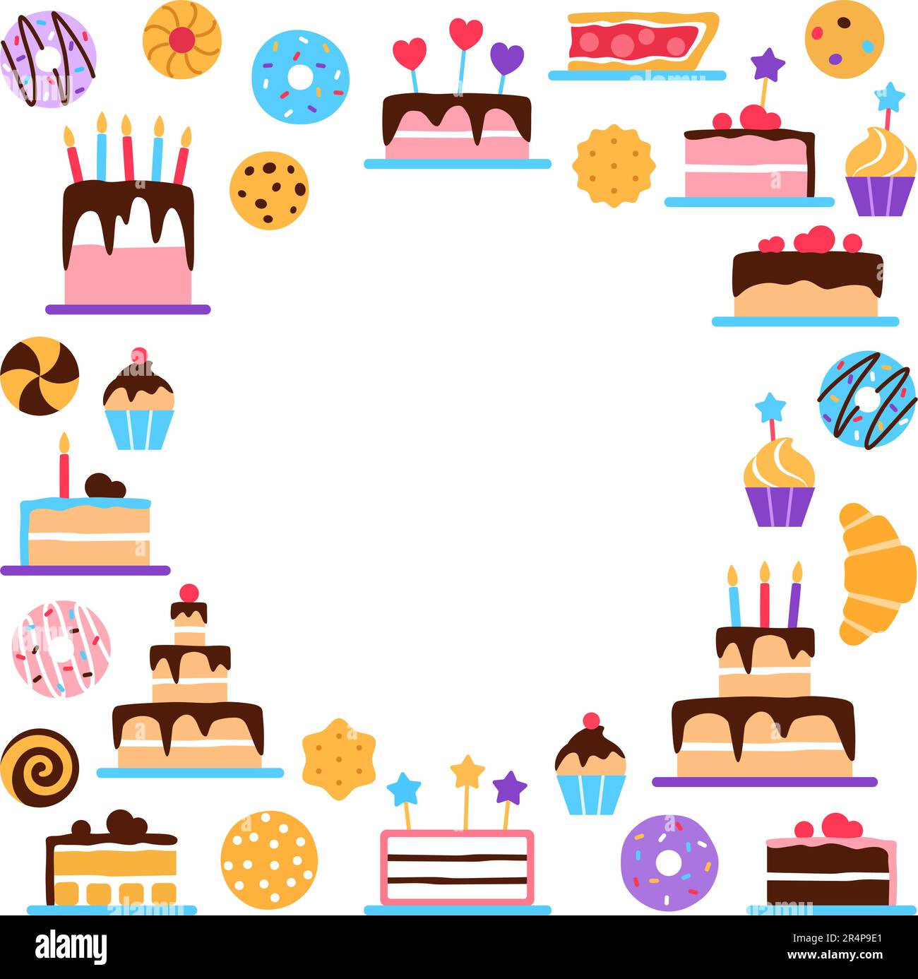 Pastry square frame with circle copy space Stock Vector Image & Art - Alamy