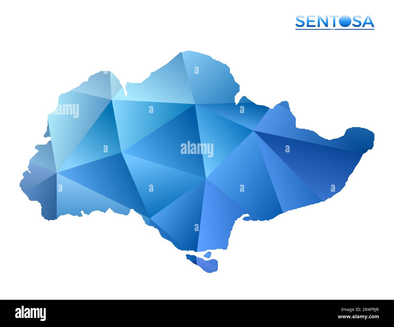 Vector polygonal Sentosa map. Vibrant geometric island in low poly ...