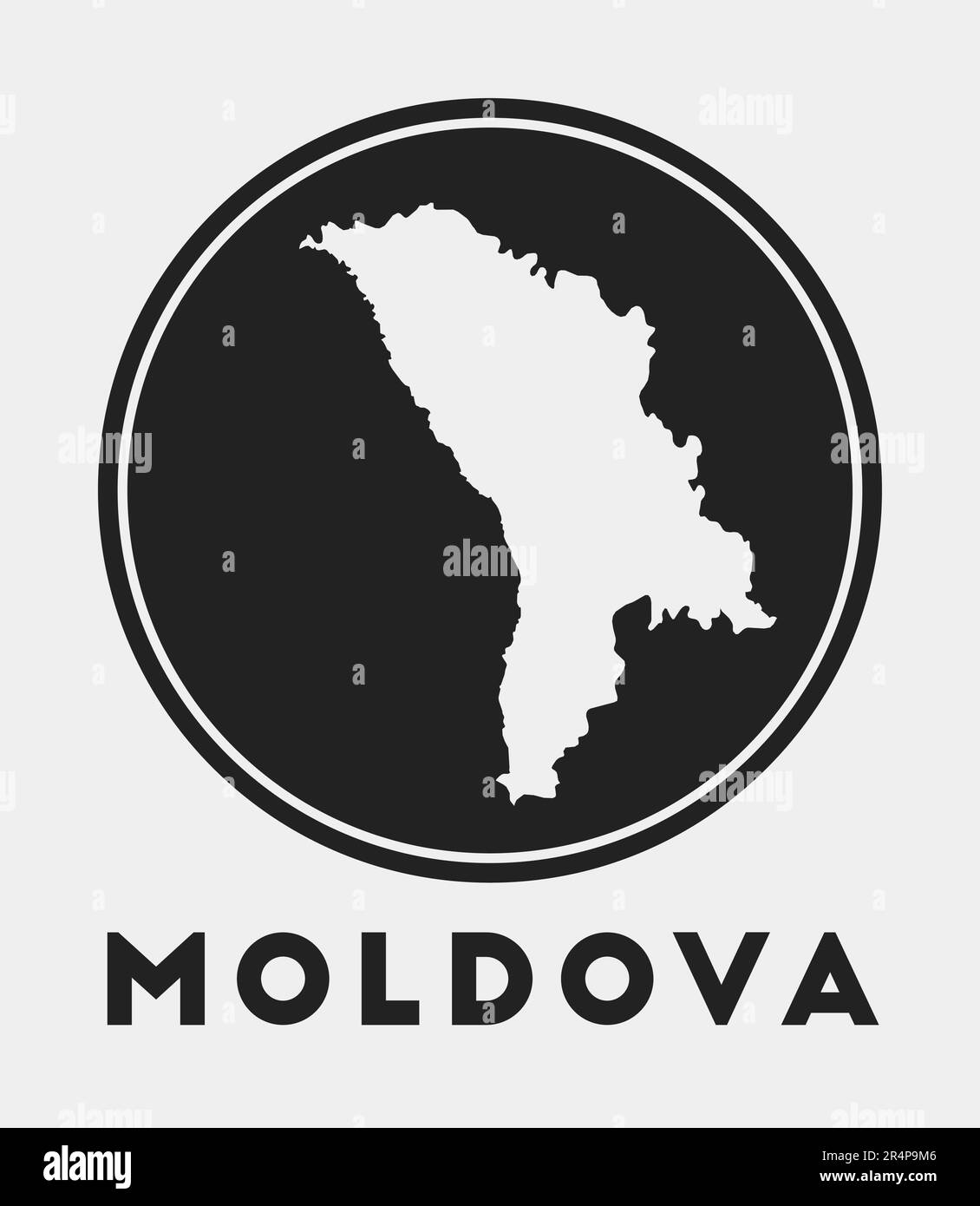 Moldova icon. Round logo with country map and title. Stylish Moldova ...