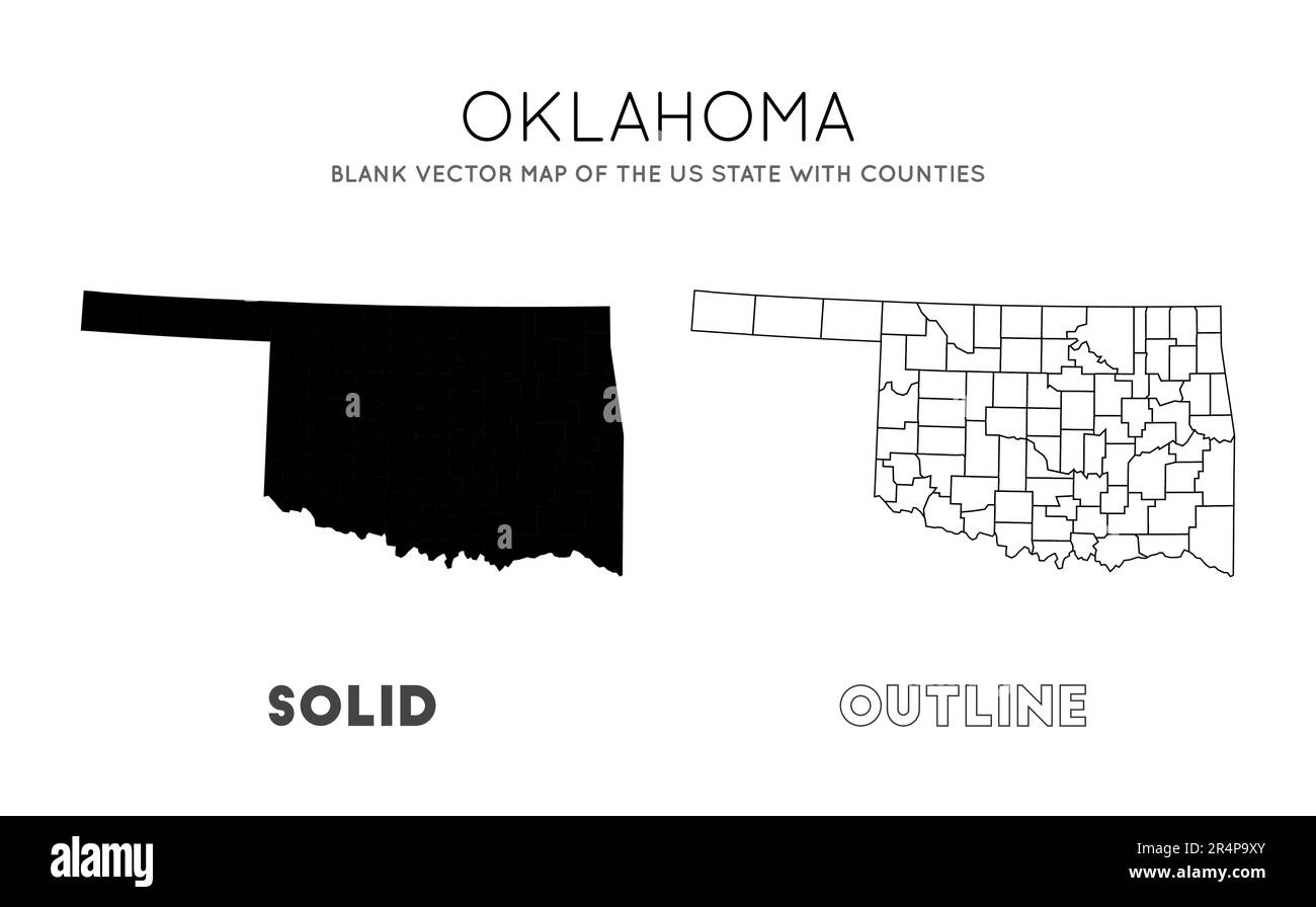 Oklahoma map. Blank vector map of the US state with counties. Borders ...