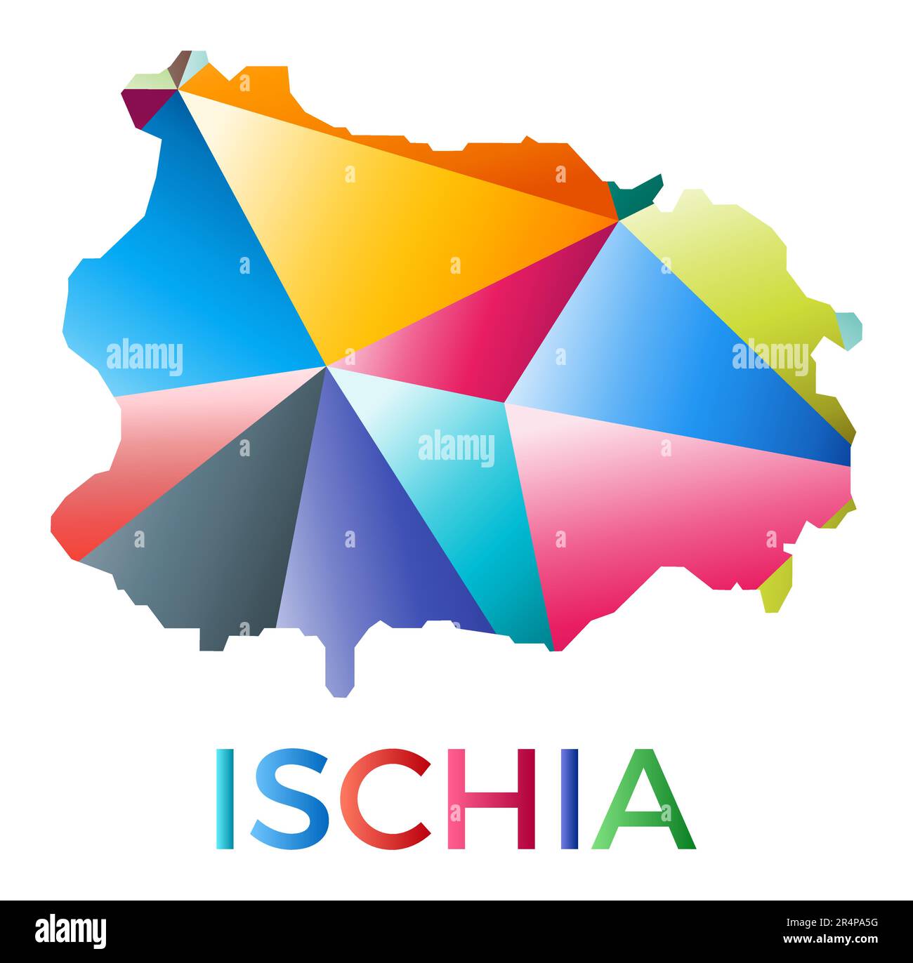Bright colored Ischia shape. Multicolor geometric style island logo ...