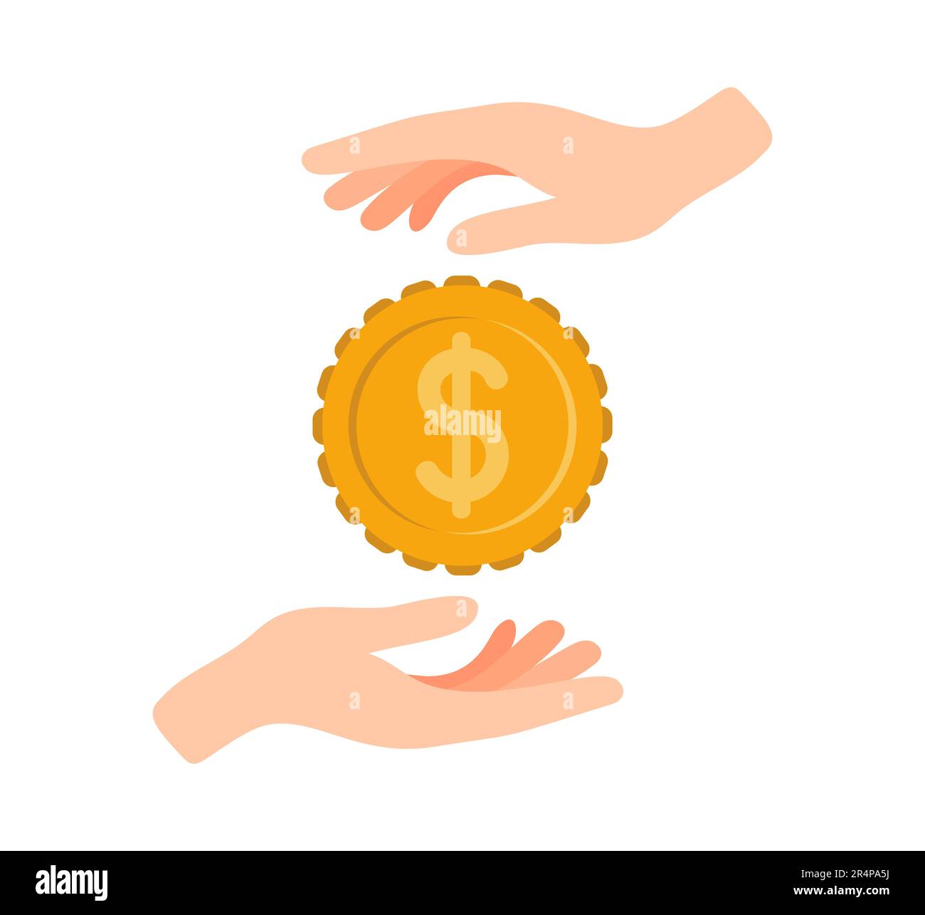 vector Hands save coin with dollar sign. Business finance growth ...