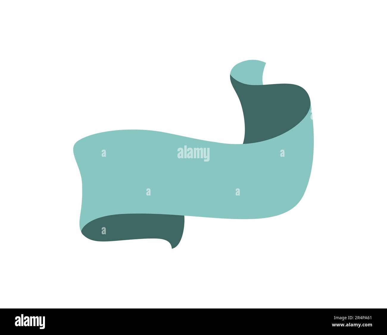 Tiffany color ribbon banner icon, Web design element. Hand drawn vector illustration. Place for ...