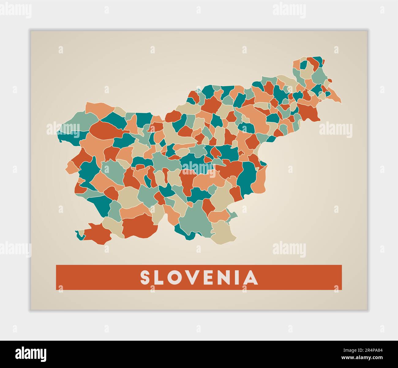 Slovenia poster. Map of the country with colorful regions. Shape of ...