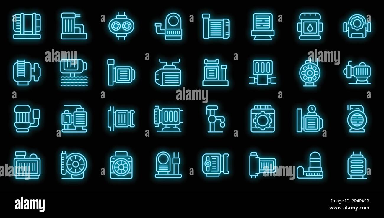 Submersible pump icons set outline vector. Water motor. Electric engine ...