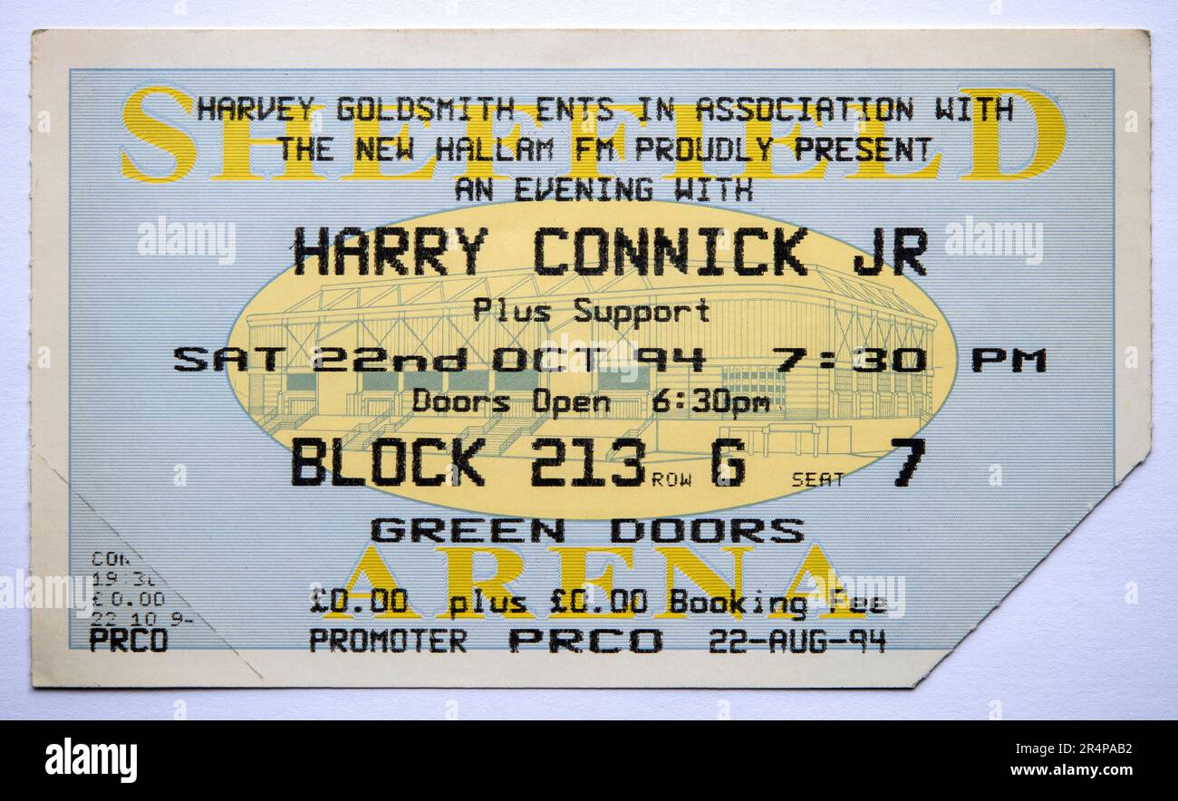 Concert ticket for the Harry Connick Jr gig at Sheffield Arena in the ...