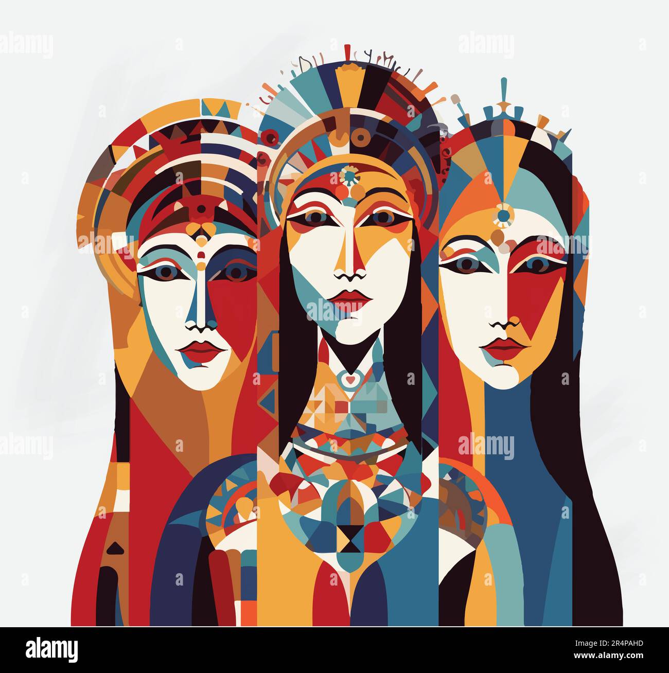 Abstract vector illustration of three medieval noble women Stock Vector ...