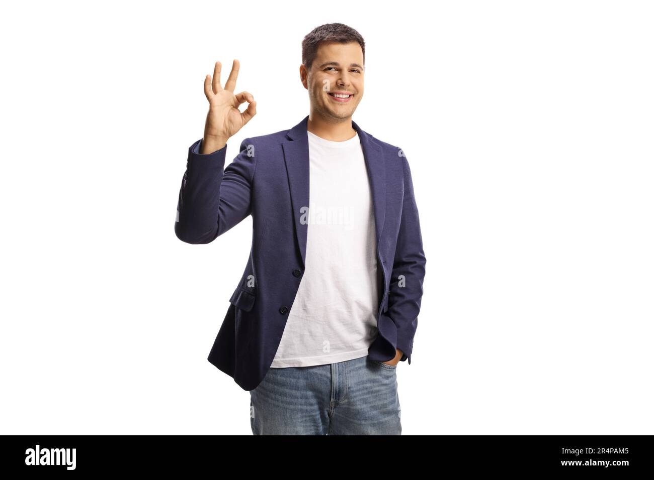 Ok sign young man on hi-res stock photography and images - Alamy