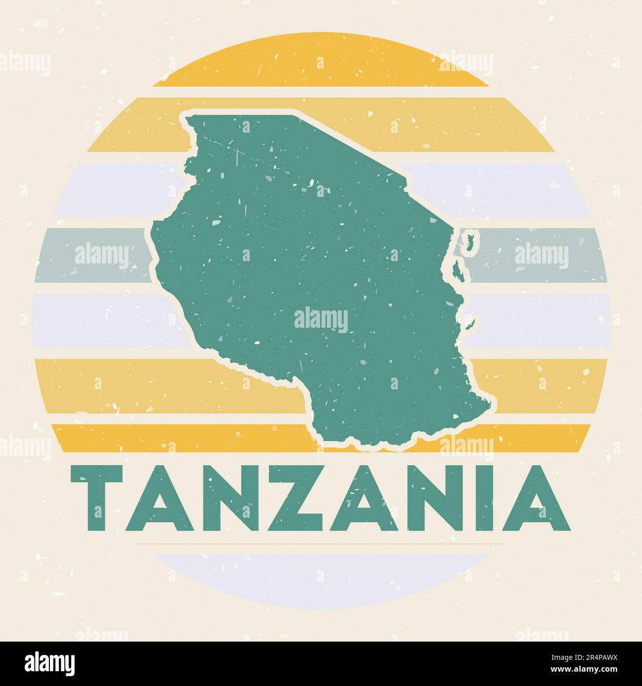 Tanzania logo. Sign with the map of the country and colored stripes ...