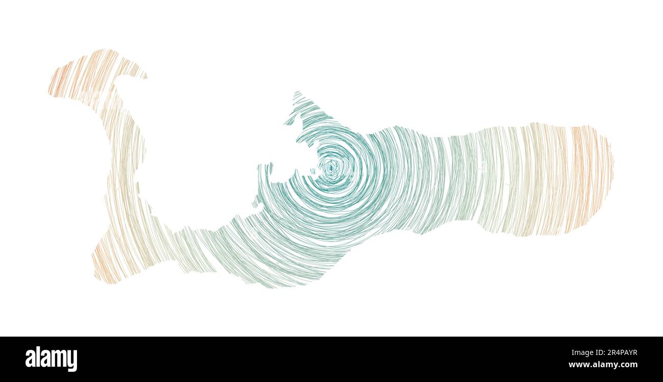 Grand Cayman map filled with concentric circles. Sketch style circles ...