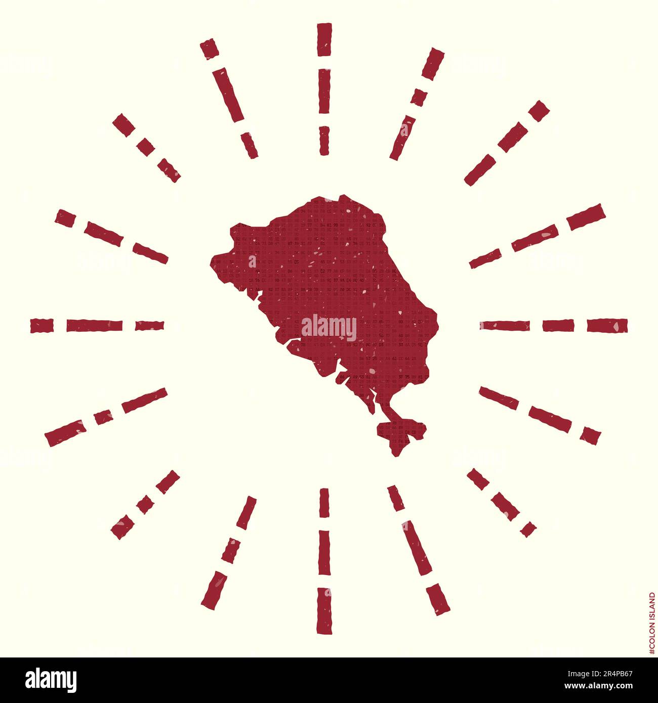 Colon Island Logo. Grunge sunburst poster with border map. Shape of ... Colon Island Logo. Grunge sunburst poster with border map. Shape of ...