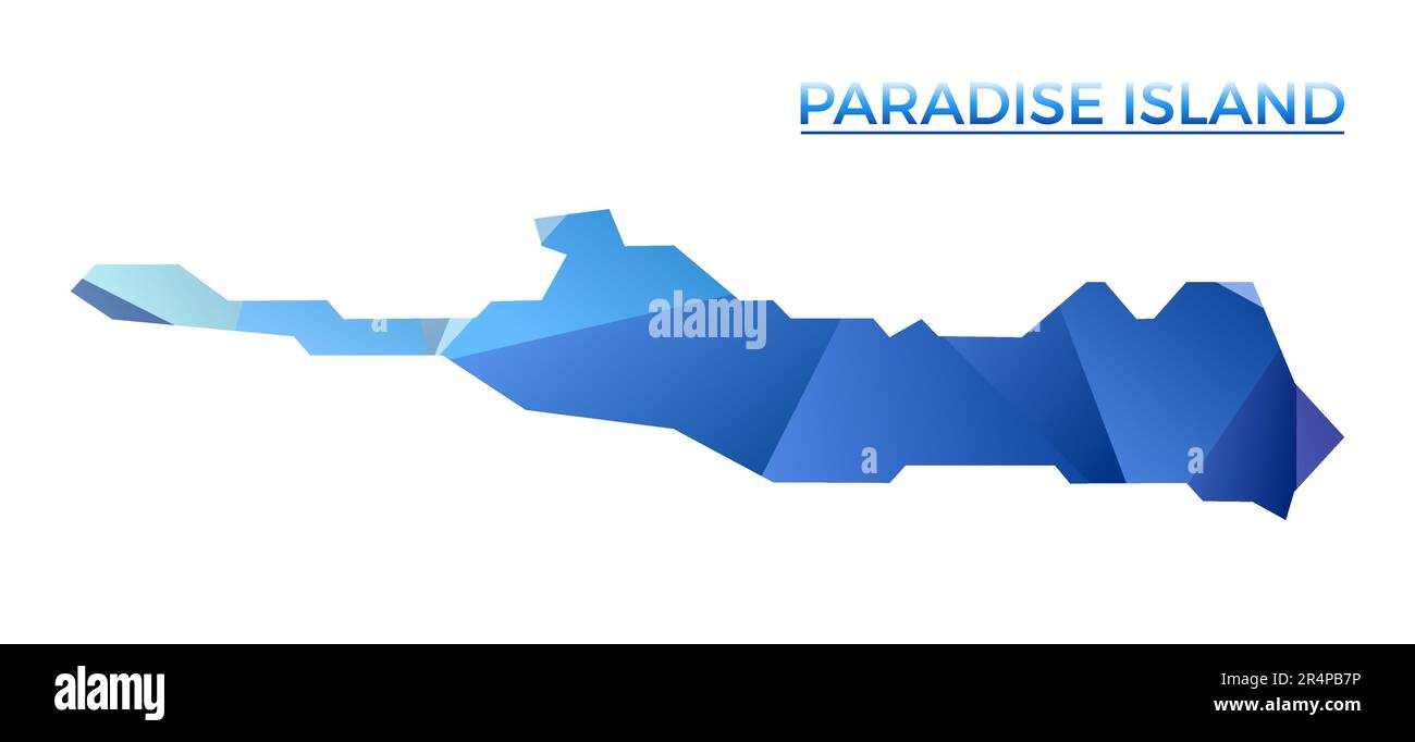 Vector polygonal Paradise Island map. Vibrant geometric island in low ...