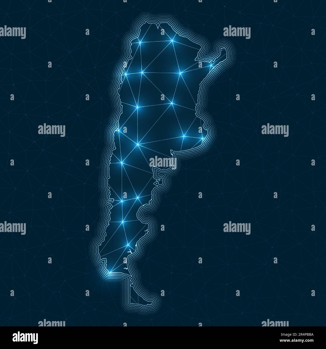 Argentina network map. Abstract geometric map of the country. Digital ...