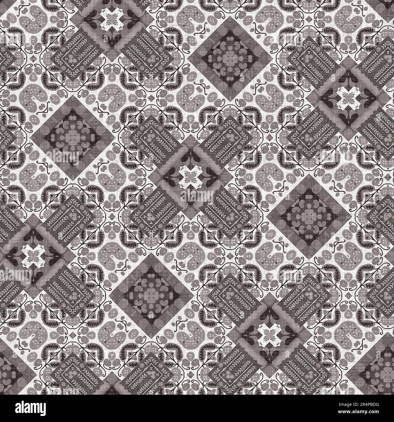Country cottage grey intricate damask seamless pattern. 2 Tone french ...