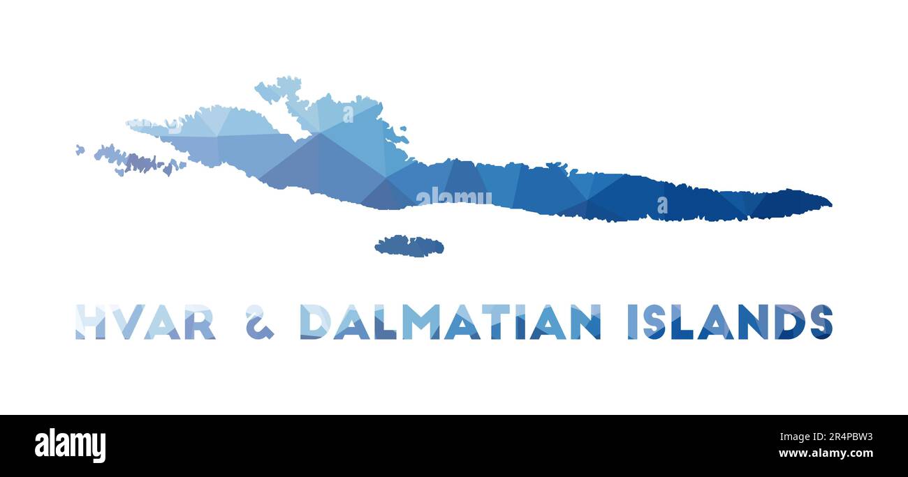 Low poly map of Hvar & Dalmatian Islands. Geometric illustration of the ...