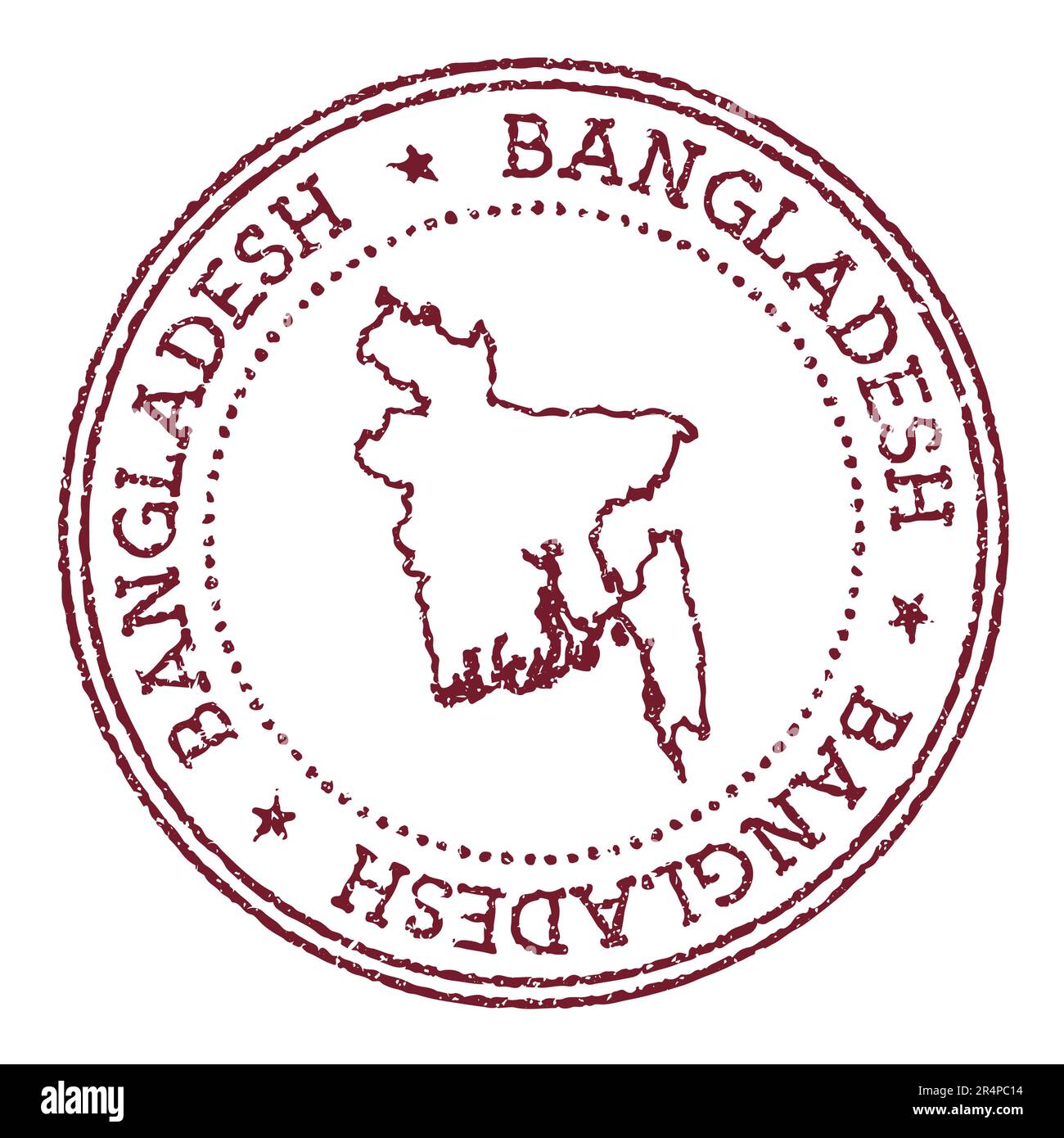 Bangladesh round rubber stamp with country map. Vintage red passport ...