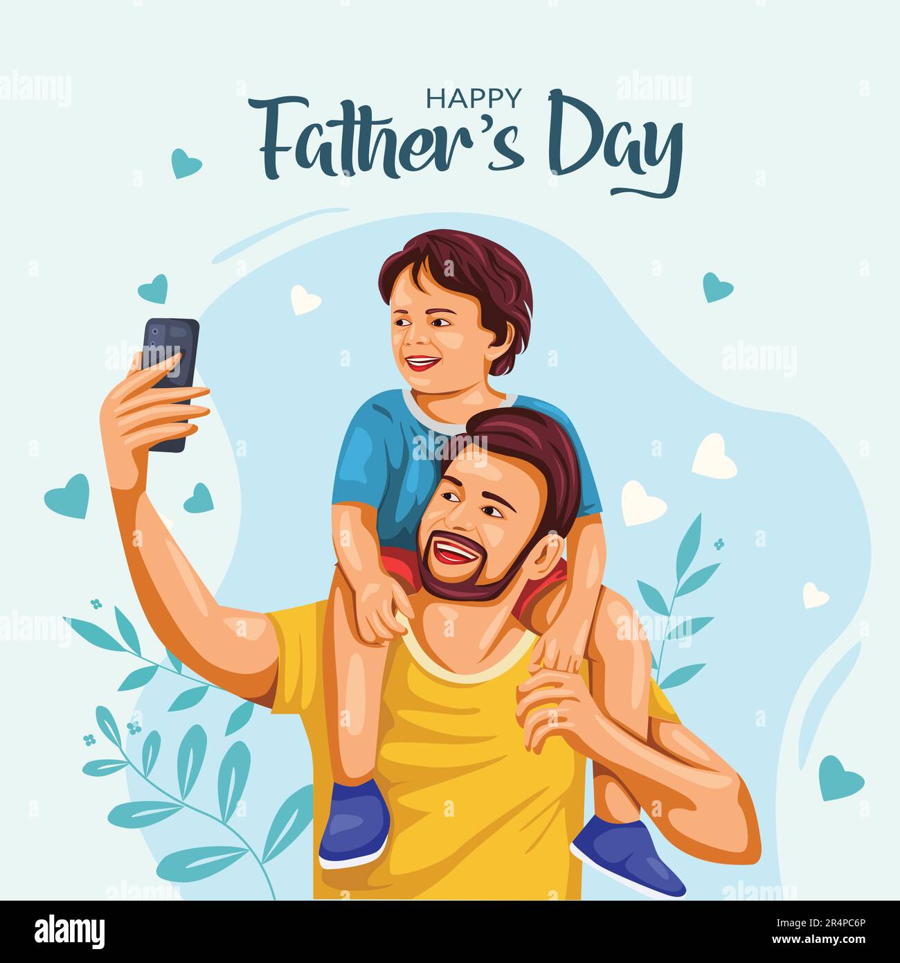Happy father's day father and son making faces while taking selfie ...