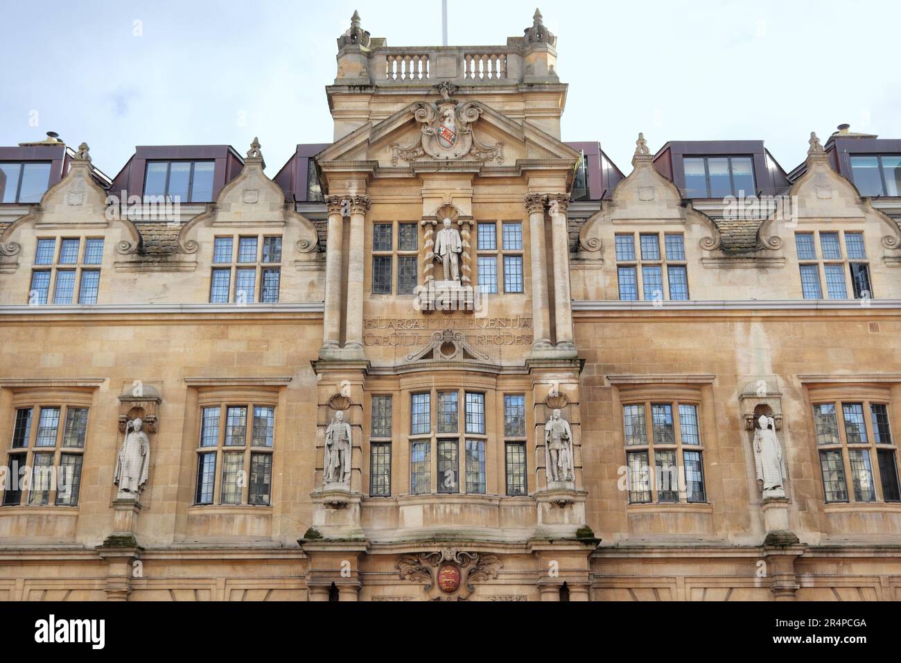 Oriel College, University of Oxford, with Statue of Cecil John Rhodes on the front of the ...