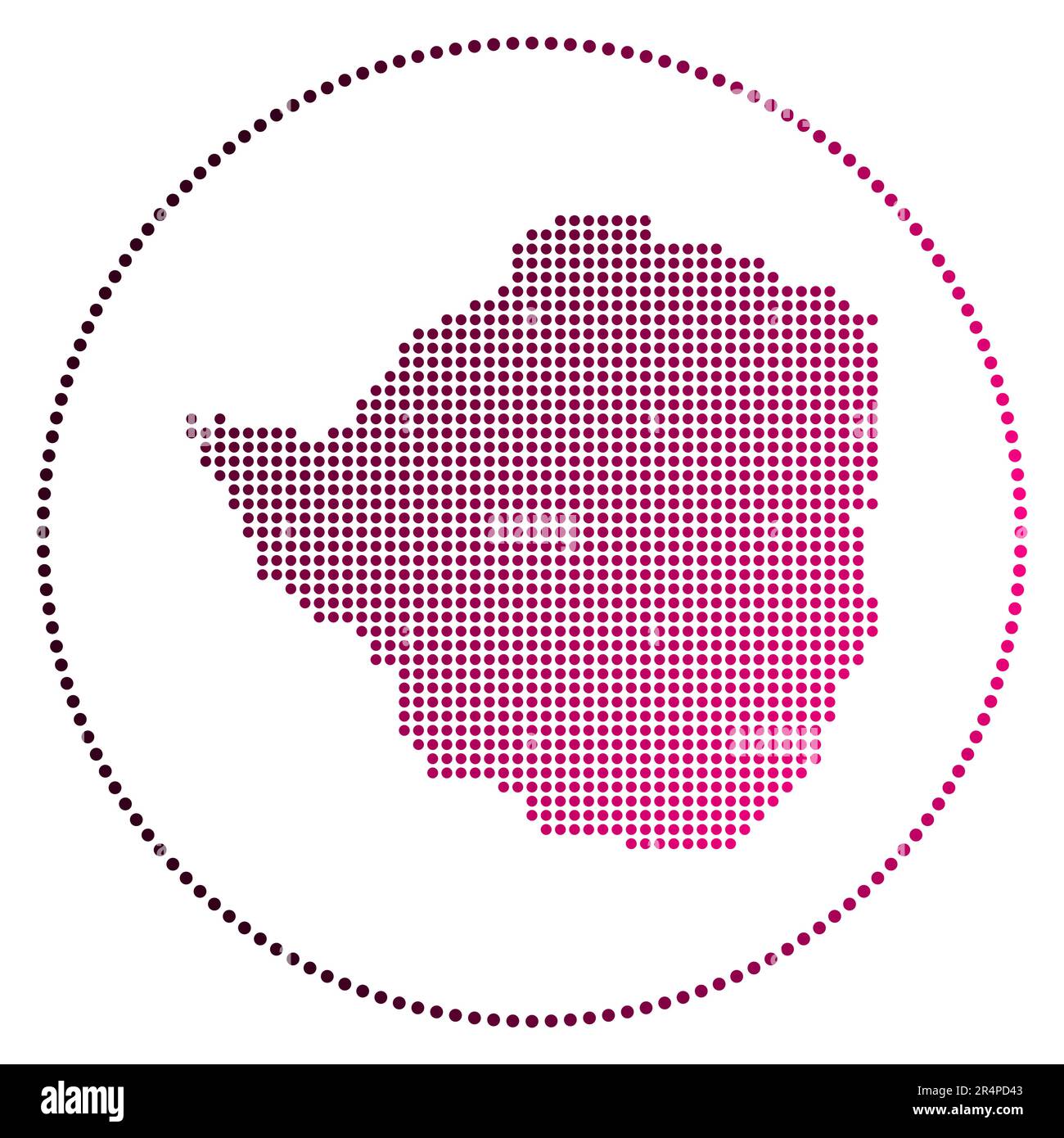 Zimbabwe digital badge. Dotted style map of Zimbabwe in circle. Tech ...