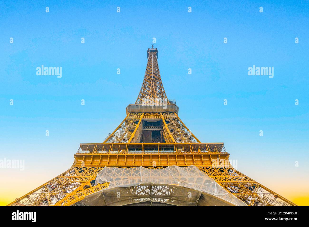 Morning view of Eiffel Tower from bottom. Paris, France Stock Photo - Alamy