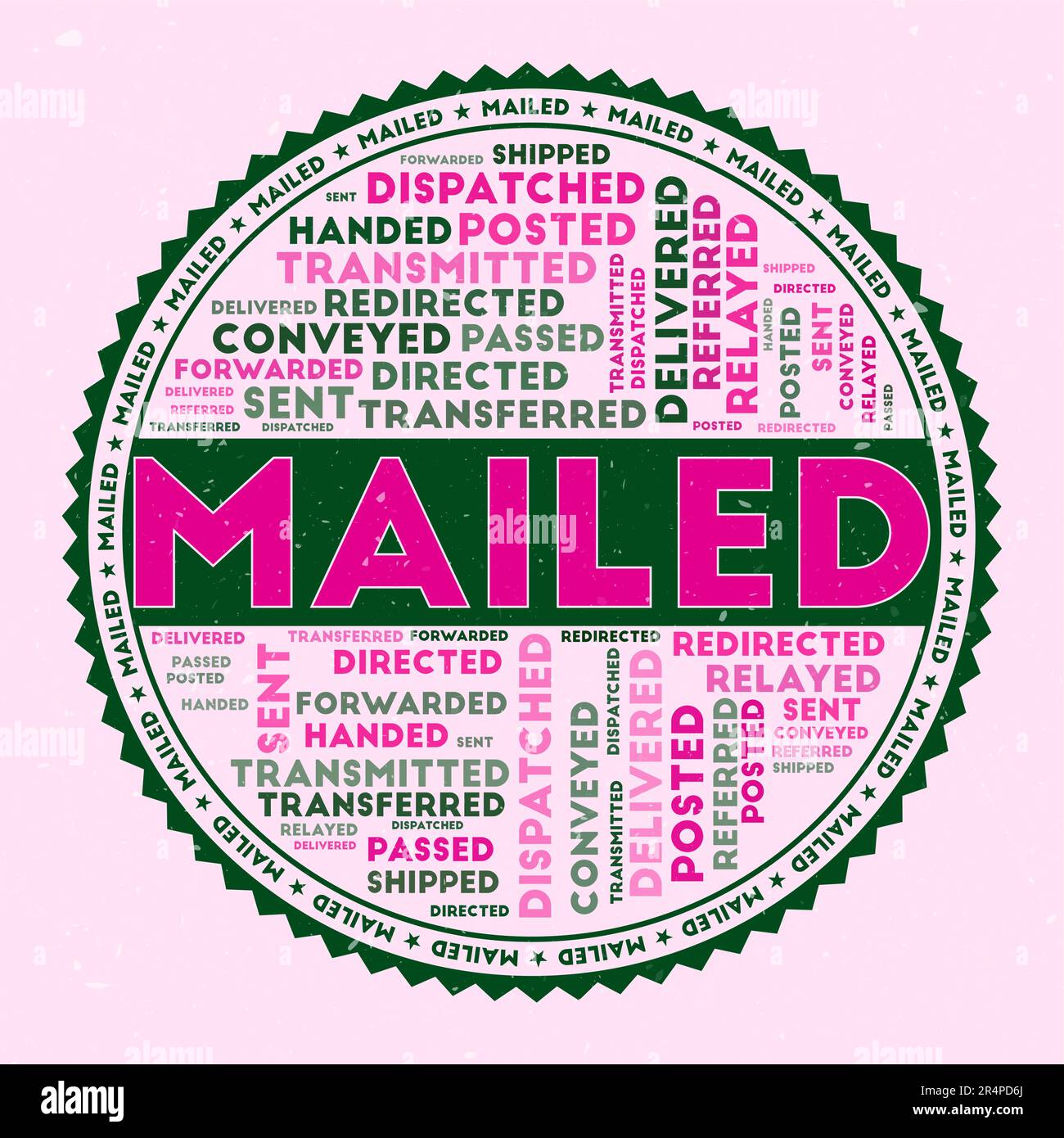 Mailed word image. Mailed concept with word clouds and round text. Nice ...