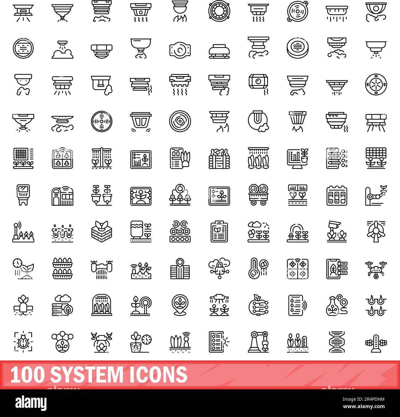 100 system icons set. Outline illustration of 100 system icons vector ...