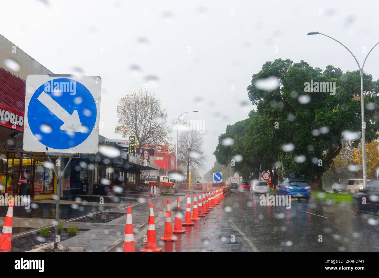 Tauranga New Zealand - May 29 2023; Through rain on windscreen misty ...