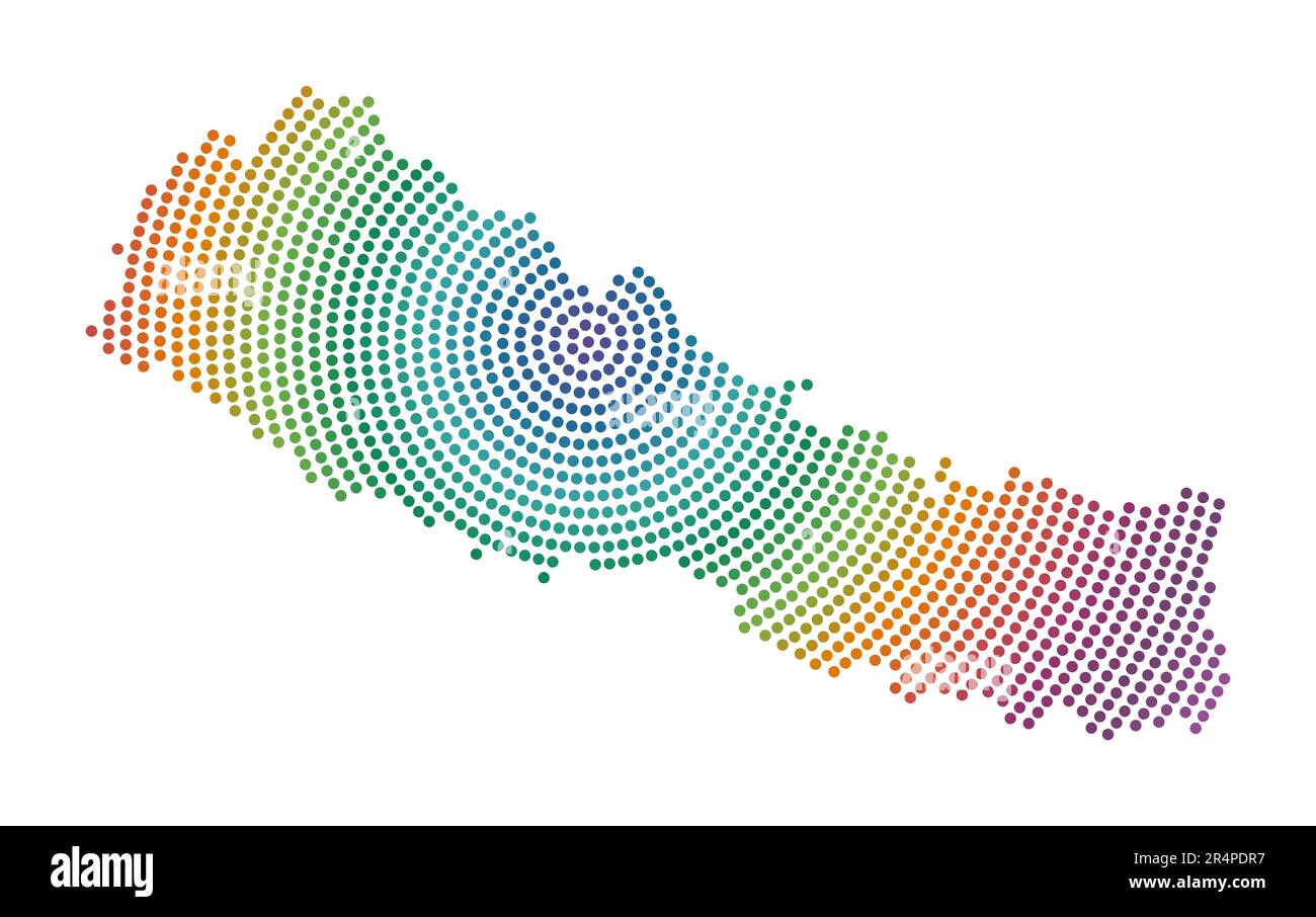 Nepal dotted map. Digital style shape of Nepal. Tech icon of the ...