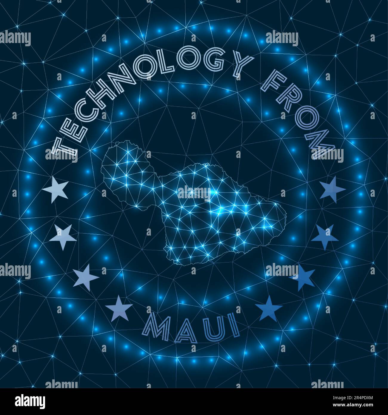 Technology From Maui. Futuristic geometric badge of the island ...