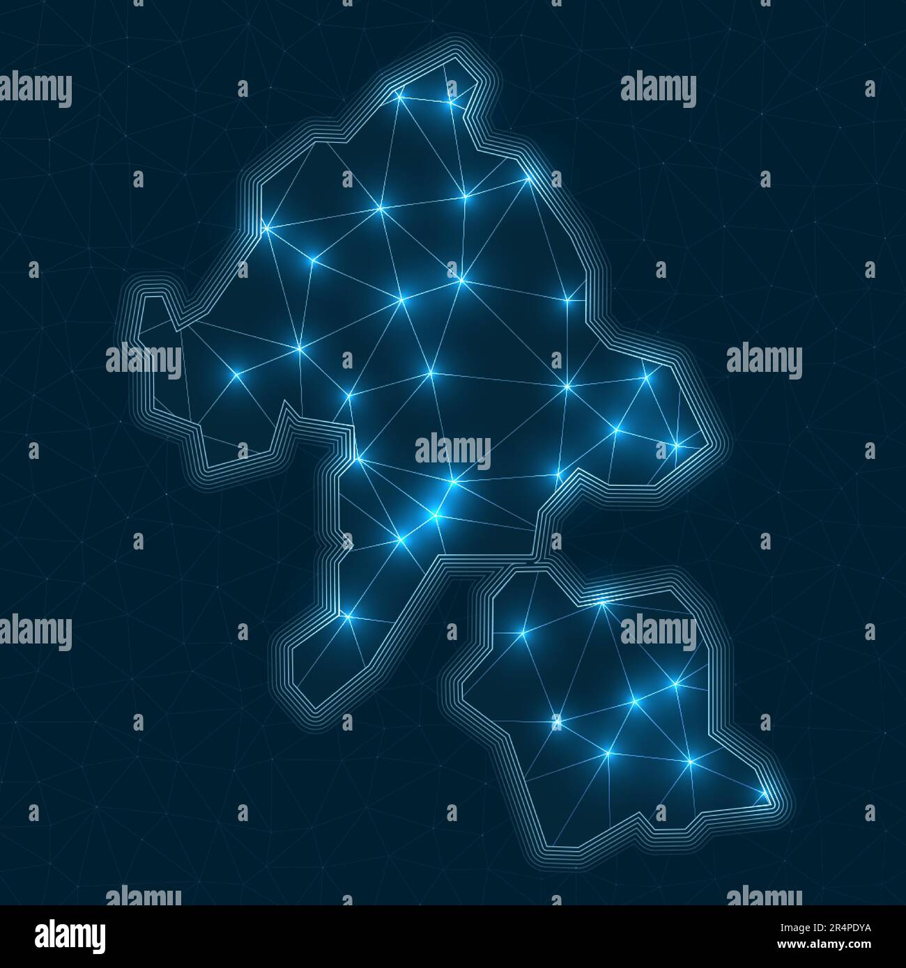Aka Island network map. Abstract geometric map of the island. Digital ...