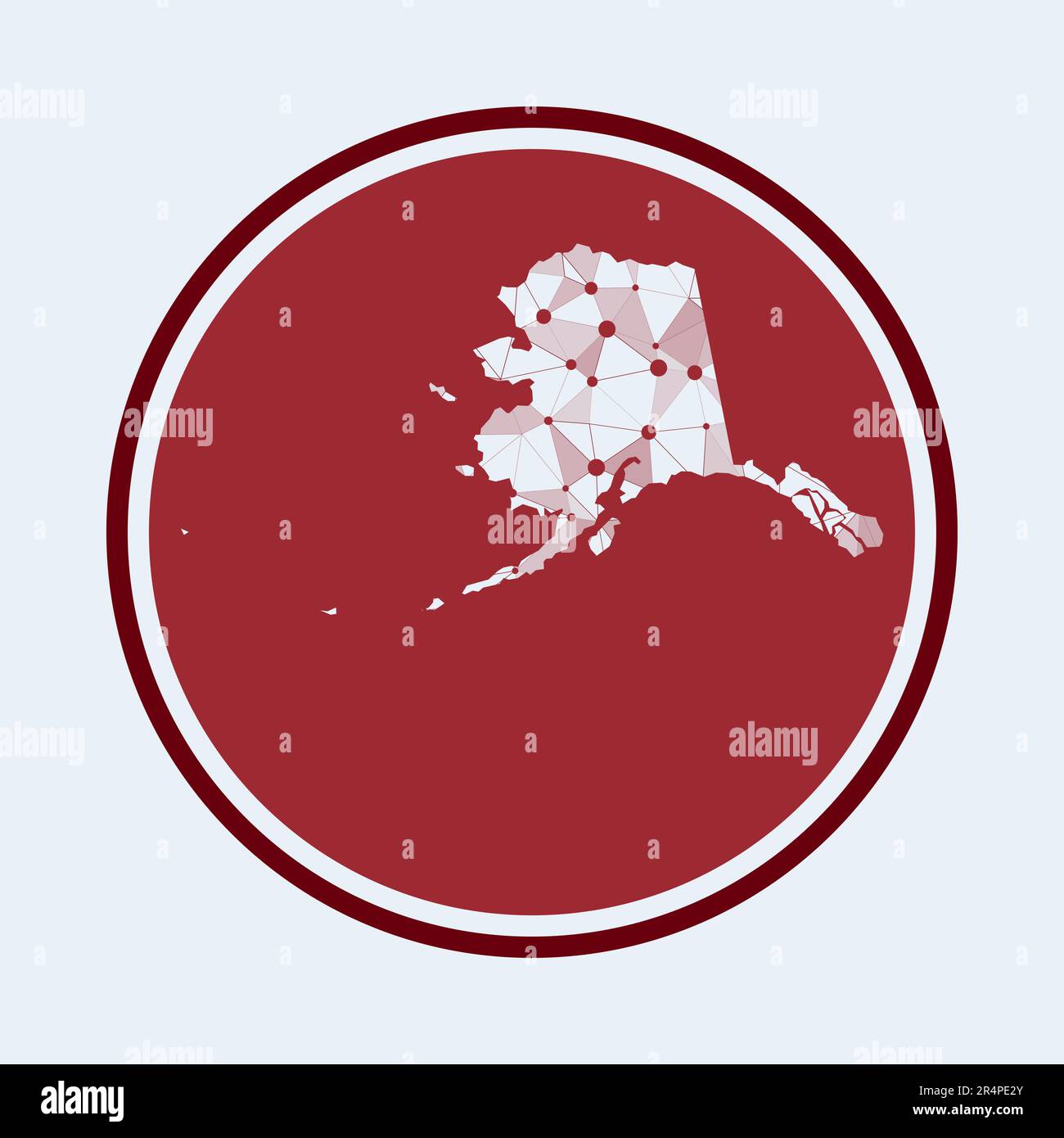 Alaska icon. Trendy tech logo of the US state. Geometric mesh round ...