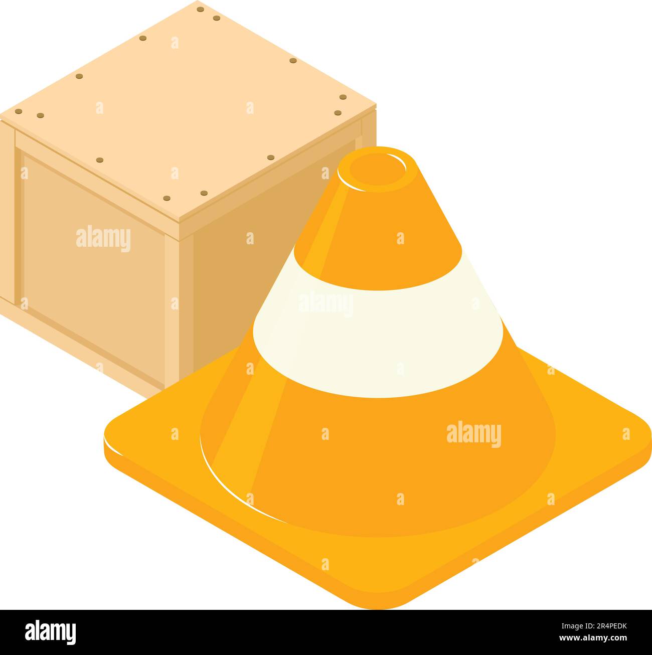 Fire cone icon isometric vector. Fire fencing and closed wooden postal ...