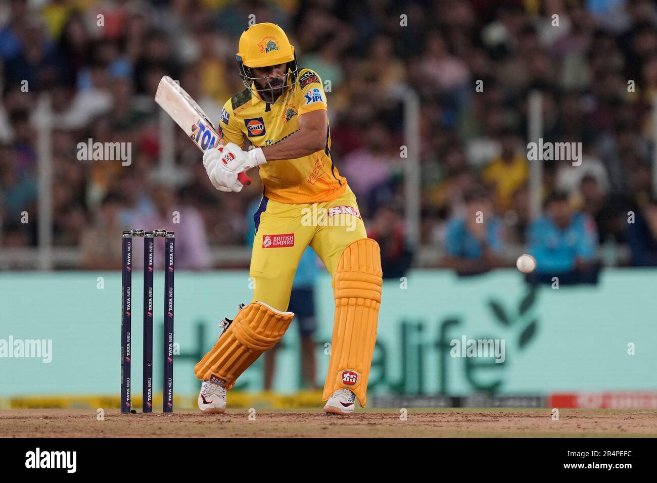 Chennai Super Kings' Ruturaj Gaikwad plays a shot during the Indian ...