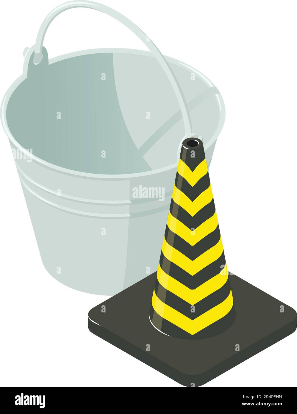 Equipment icon isometric vector. Striped fire fencing and metal sand ...