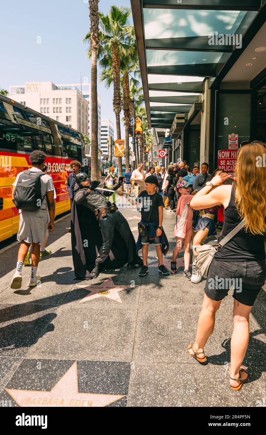 Los Angeles, California, USA - April 26, 2023. Crowded Hollywood Walk ...