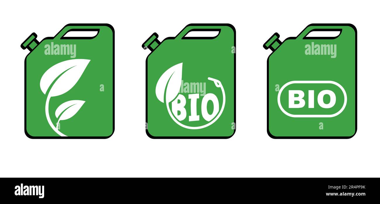Cartoon green biofuel gasoline, jerrycan with handle. Bio jerry can ...