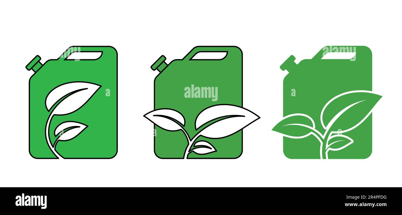 Cartoon green biofuel gasoline, jerrycan with handle. Bio jerry can ...