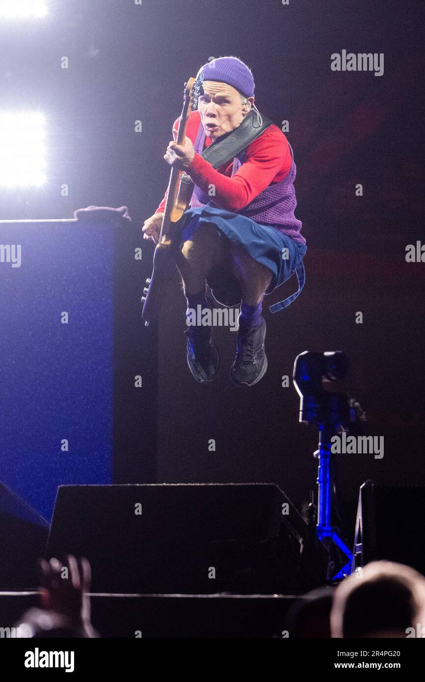 Napa, USA. 28th May, 2023. Flea of the Red Hot Chili Peppers performs ...