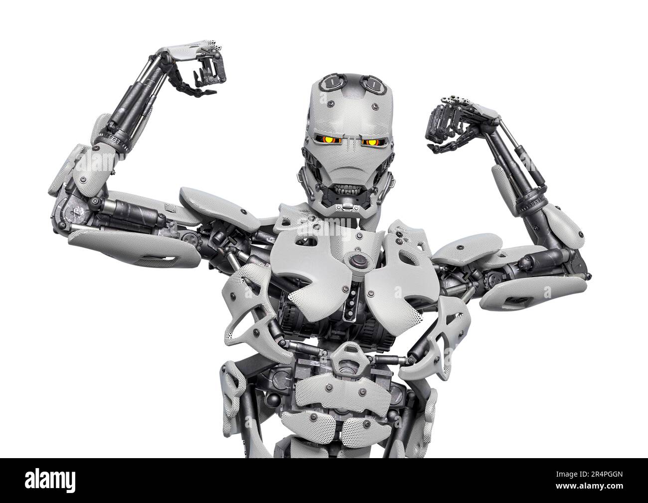 cyborg is going a power pose, 3d illustration Stock Photo - Alamy