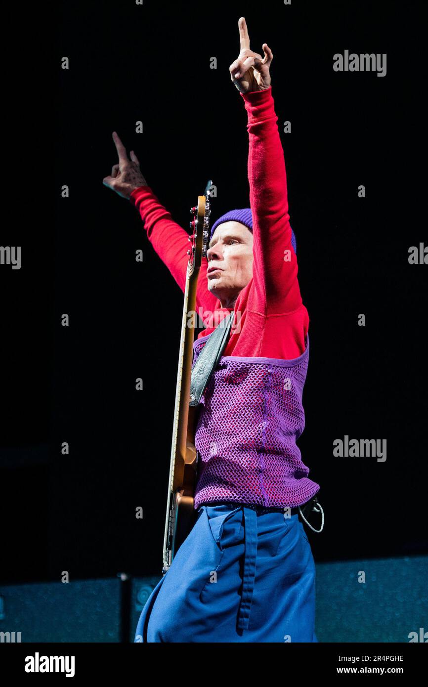 Napa, USA. 28th May, 2023. Flea of the Red Hot Chili Peppers performs ...