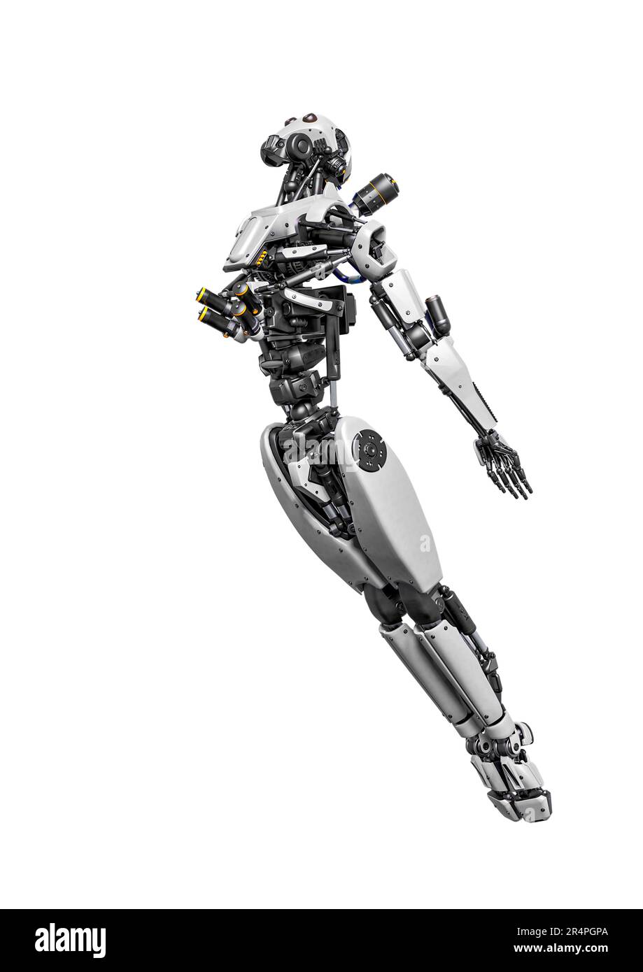 droid soldier is flying up in action, 3d illustration Stock Photo - Alamy