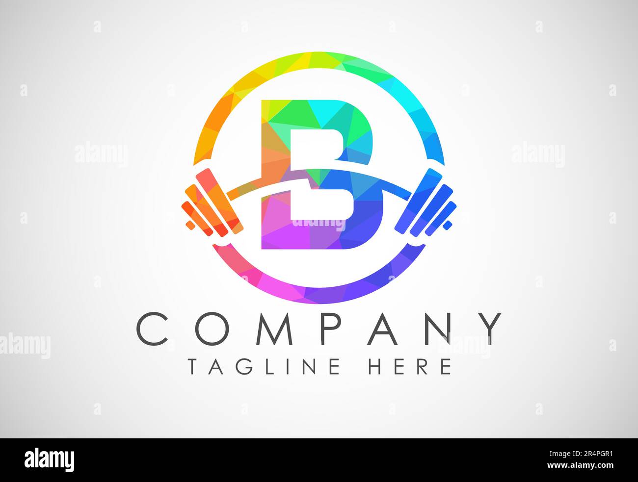 English alphabet with a barbell low poly style. Lifting vector logo ...