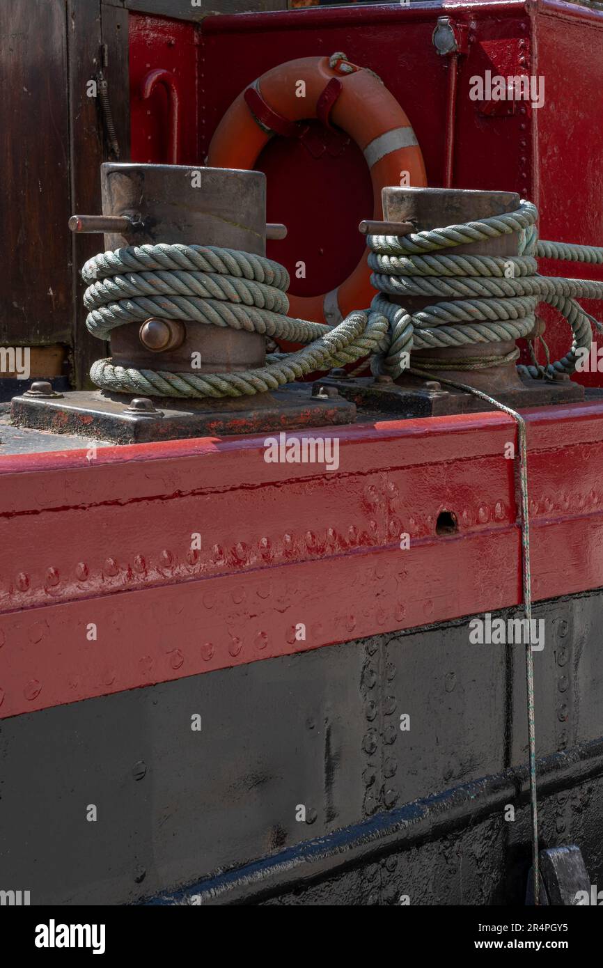 Paris, France - 05 19 2023: Flandres district. Detail of a red and ...