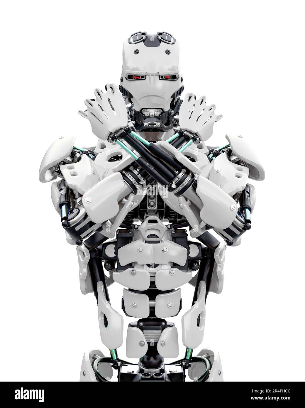 master cyber robot is doing a power pose, 3d illustration Stock Photo ...