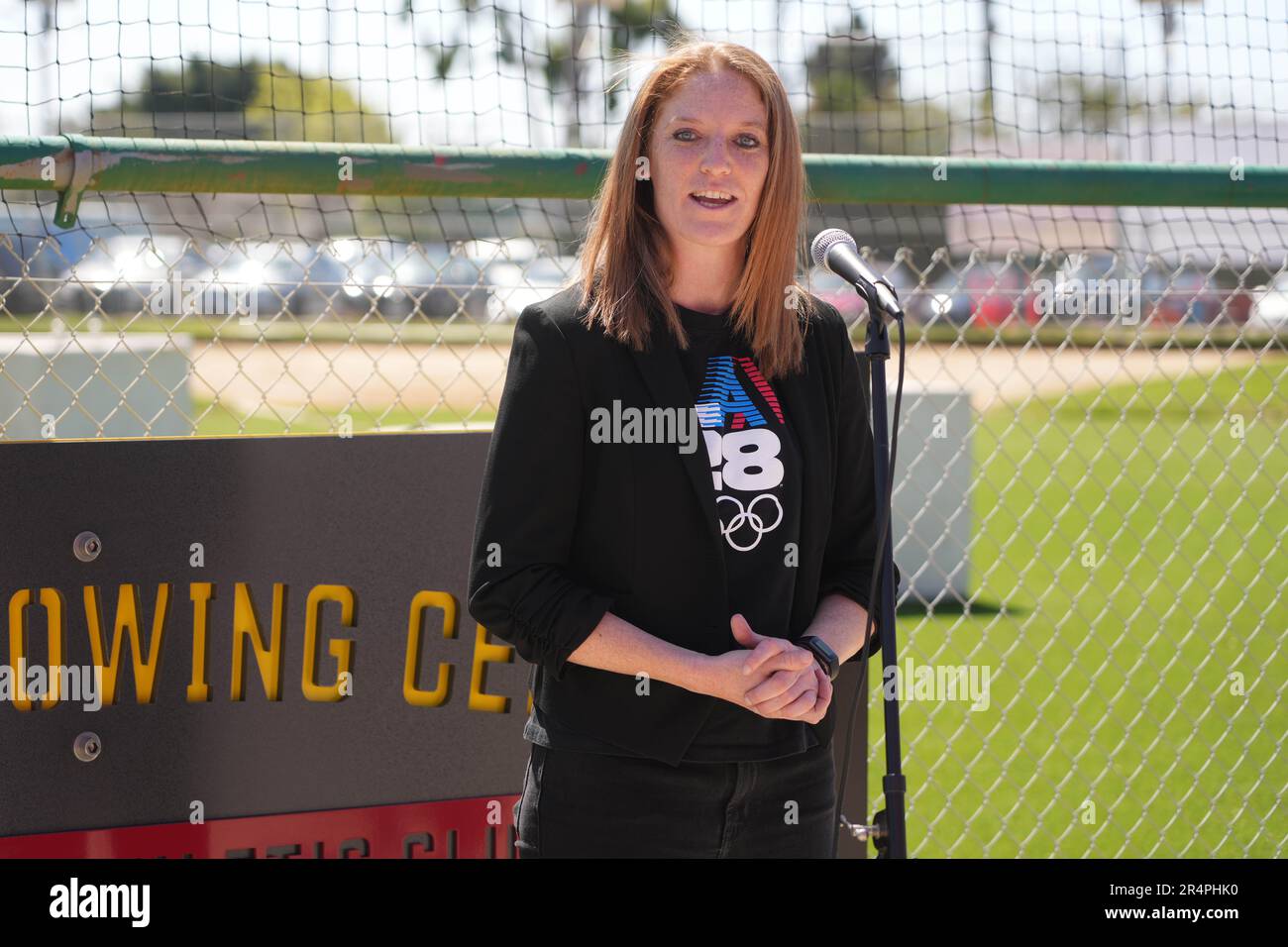 LA 2028 Olympics organizing committee member Molly Schaus speaks during ...